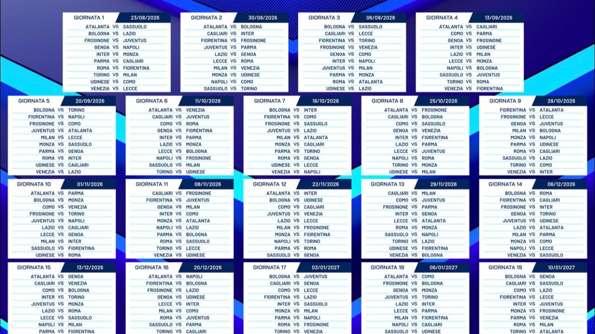Serie A 2026/27, ecco il calendario: si parte il 23 agosto ...